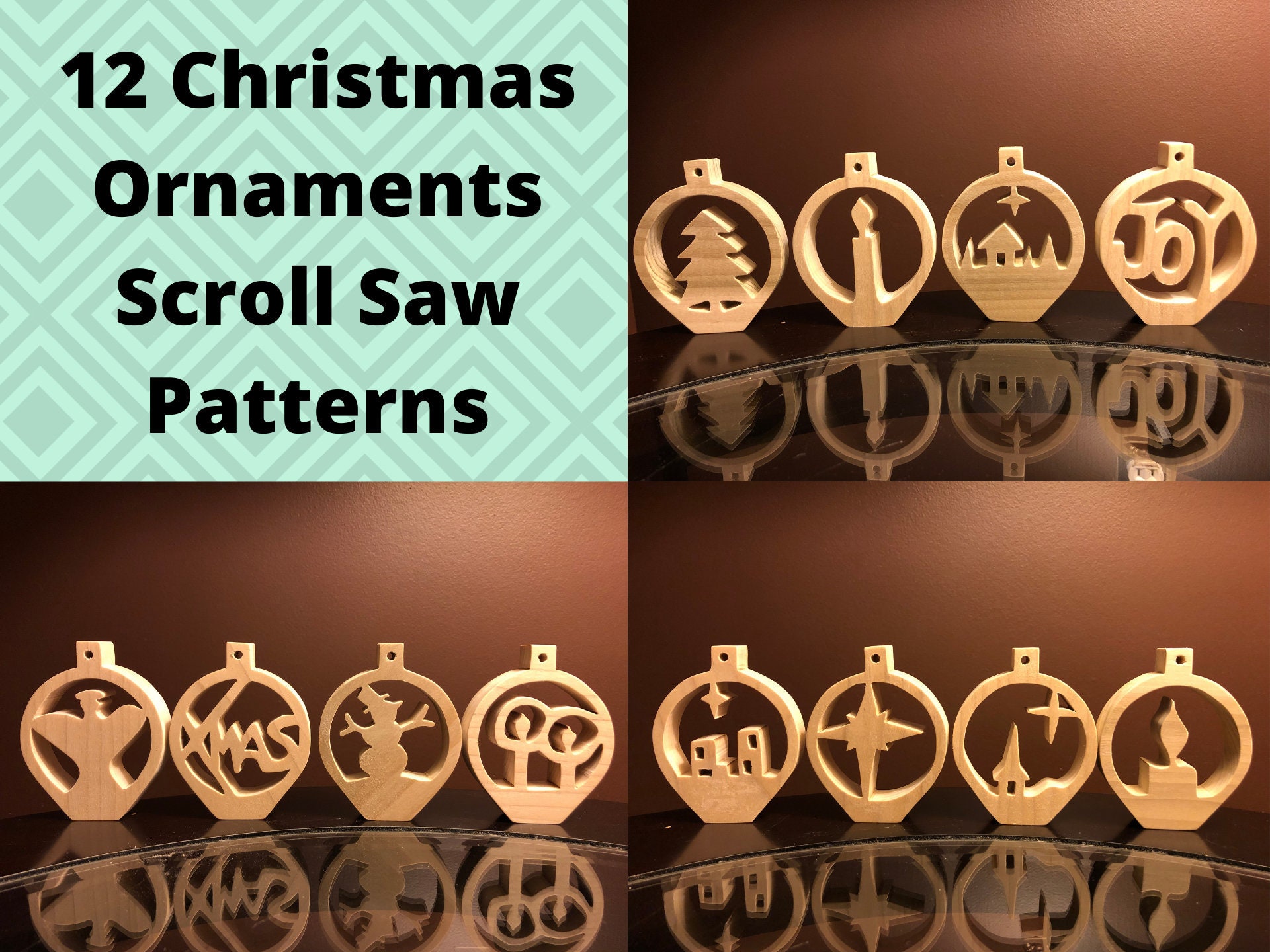 12 Christmas Ornaments Scroll Saw Patterns | Etsy