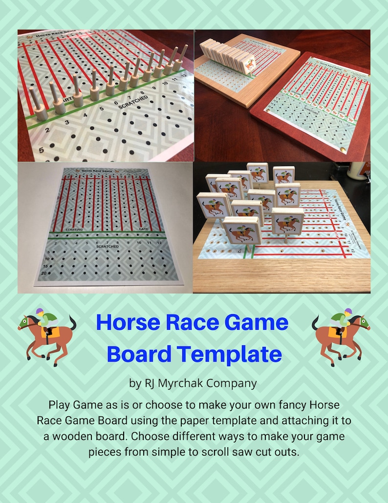 Horse Race Board Game Template - Etsy