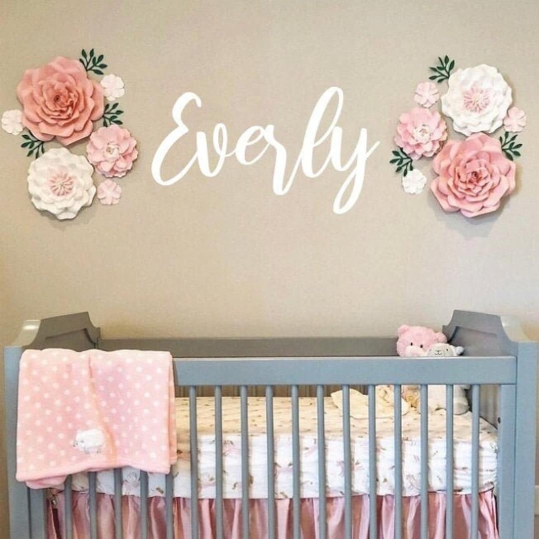 Wood Nursery Name Sign: Script Baby Name, Above Crib Decor - Etsy