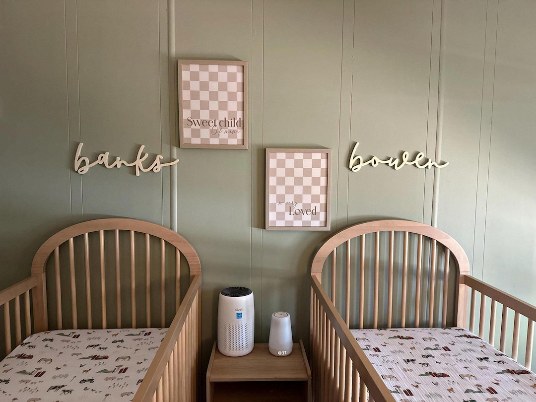 Custom Twin Nursery Wood Name Signs, Twin Nursery Wall Art, Shared Room ...