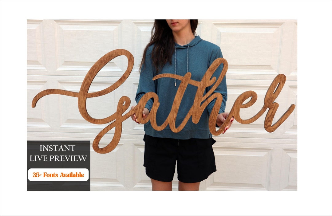 Gather Wood Sign, Gather Wood Cutout, Modern Fall Decor, Dining Room ...