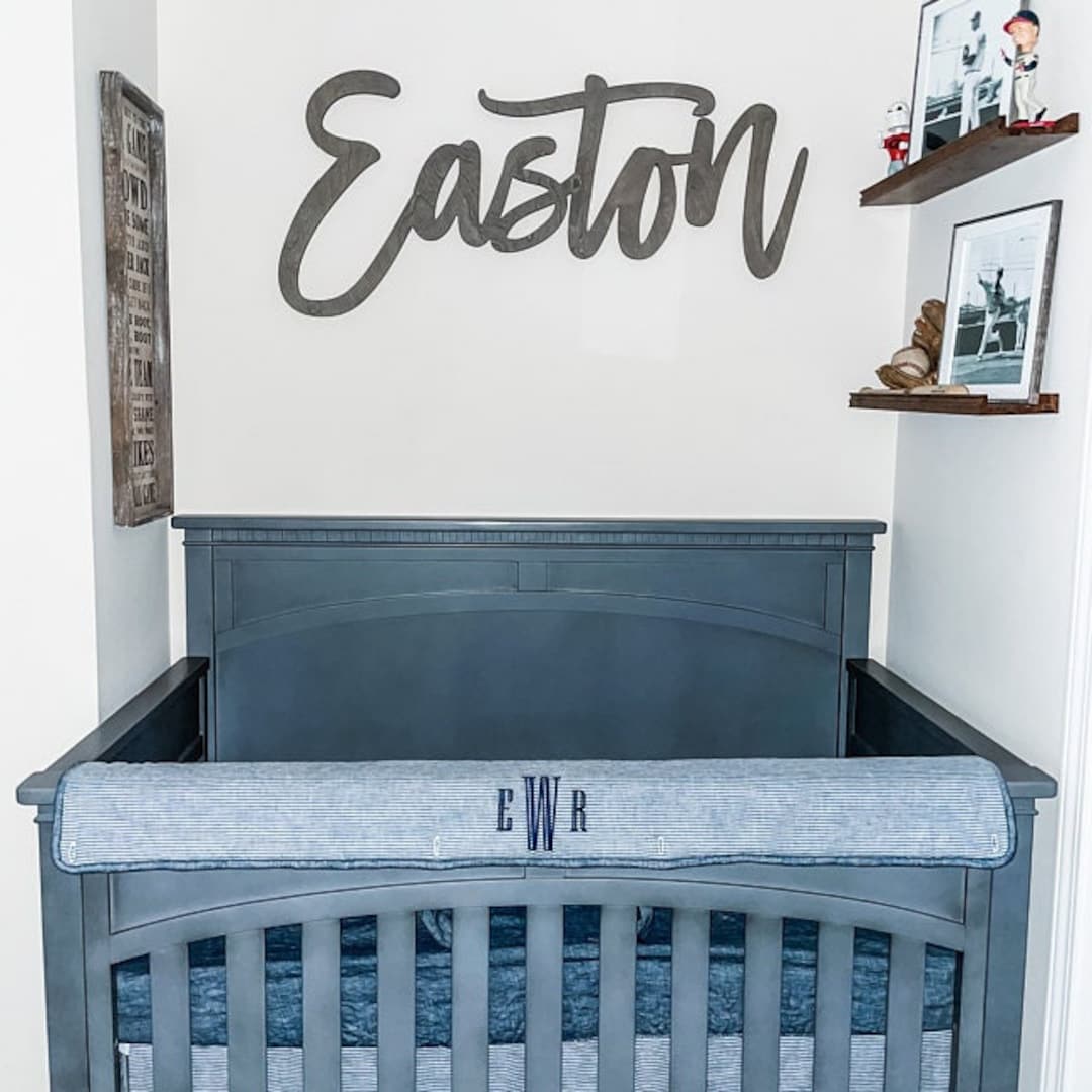 Nursery Wood Name Sign, Above Crib Name, Script Wedding Name - Etsy