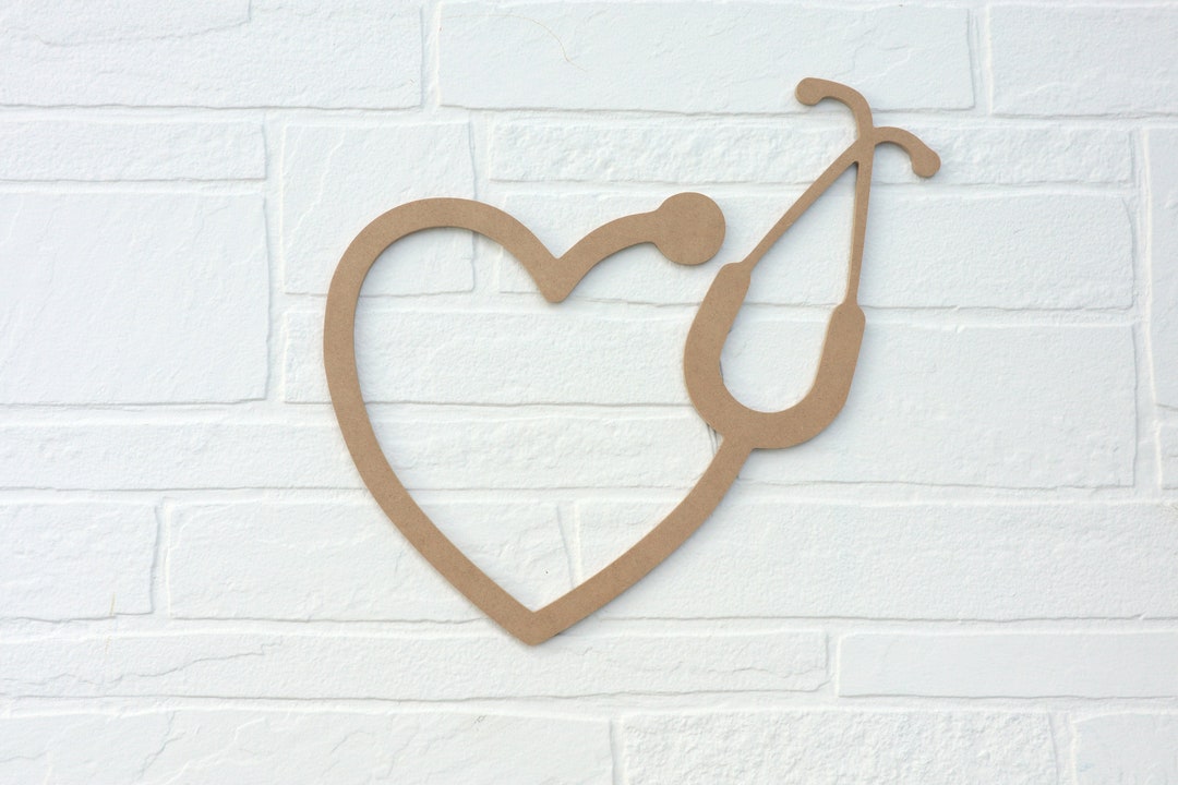 Heart Stethoscope Cutout 1/4 MDF Wood Nurse Gift - Etsy