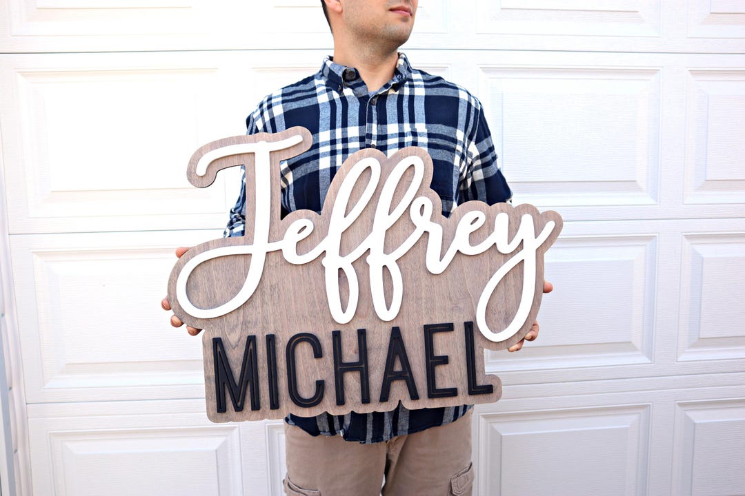 Custom Wood Layered Name Sign, First and Middle Name Sign, 3D Name Sign ...