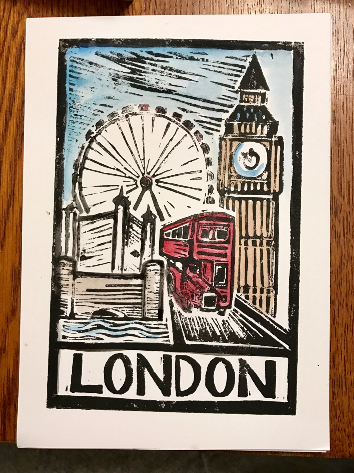 London Block Print Watercolor Wash | Etsy