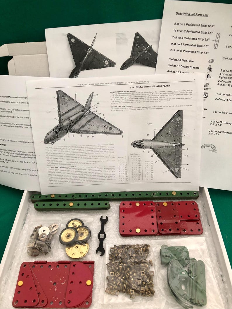 Build Your Own Delta Wing Jet 1950s Org Meccano in Kit Form With ...