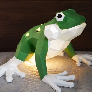 Frog Lamp 3d Papercraft DIY PDF TEMPLATE Kit :animal Paper Lantern Low ...