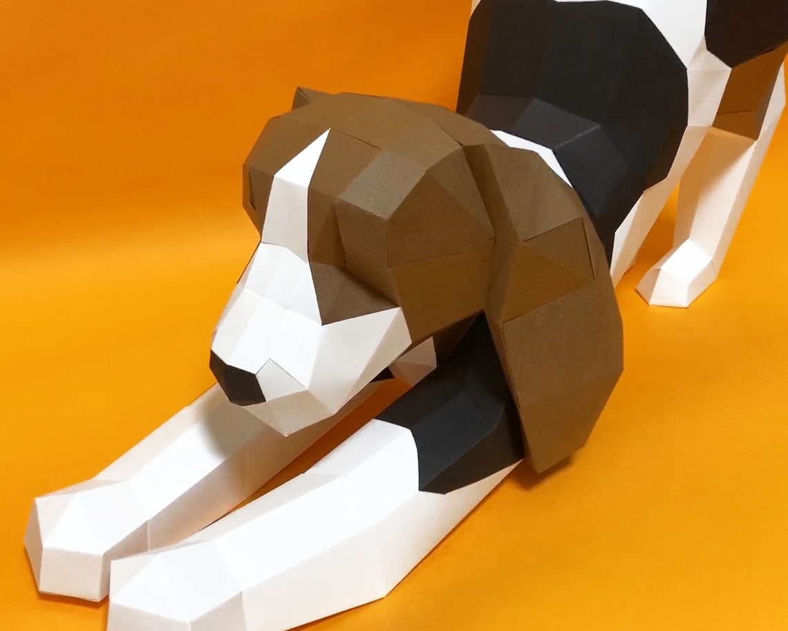 Beagle Dog PDF TEMPLATE : Low Poly Model Sculpture Origami - Etsy