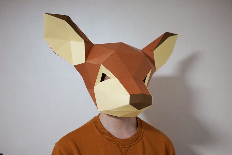 Fawn Mask PDF TEMPLATE : Deer Low Poly Model Mask Bambi Low | Etsy