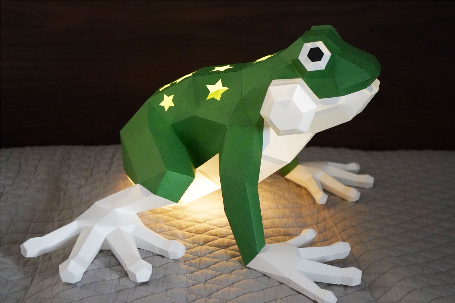 Frog Lamp 3d Papercraft DIY PDF TEMPLATE Kit :animal Paper Lantern Low ...