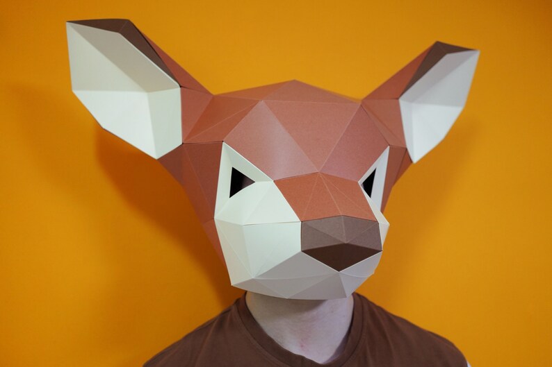 Fawn Mask PDF TEMPLATE : Deer Low Poly Model Mask Bambi Low - Etsy