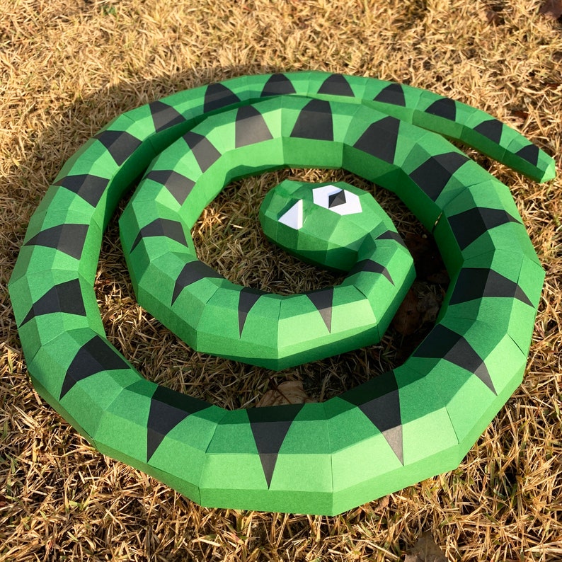 SNAKE Wall Art PDF Template : Low Poly Model Animal Paper Sculpture ...