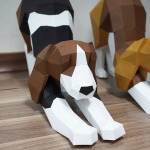 Beagle Dog PDF TEMPLATE : Low Poly Model Sculpture Origami Papercraft ...