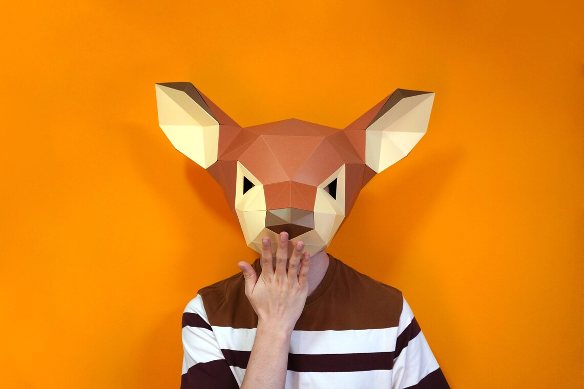 Fawn Mask PDF TEMPLATE : Deer Low Poly Model Mask Bambi Low | Etsy