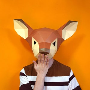 Fawn Mask PDF TEMPLATE : Deer Low Poly Model Mask, Bambi Low Poly Mask ...