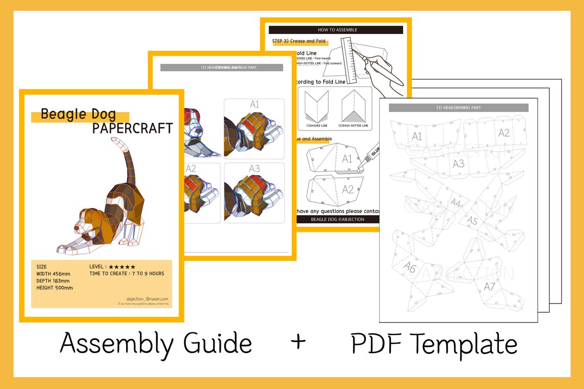 Beagle Dog PDF TEMPLATE : Low Poly Model Sculpture Origami - Etsy