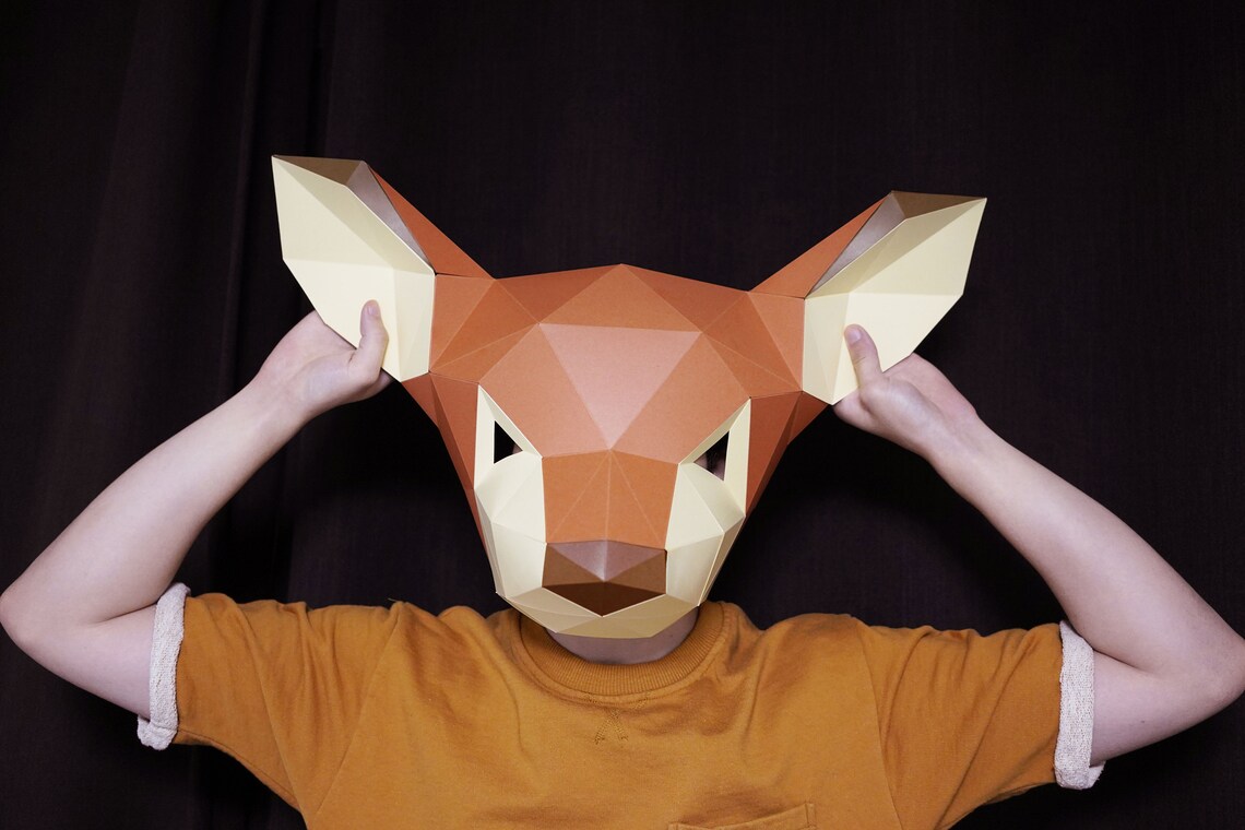 Fawn Mask PDF TEMPLATE : Deer Low Poly Model Mask Bambi Low - Etsy