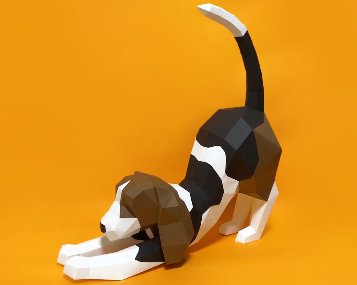 Beagle Dog PDF TEMPLATE : Low Poly Model Sculpture Origami - Etsy