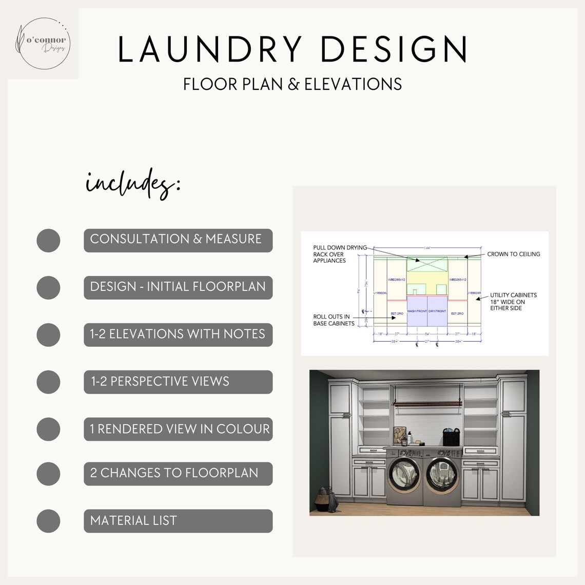 LAUNDRY DESIGN PACKAGE Virtual Laundry Design Package: Custom Cabinet ...