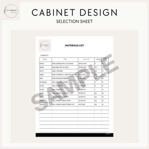 KITCHEN DESIGN Selection Sheet: Cabinet, Countertop, and Material ...