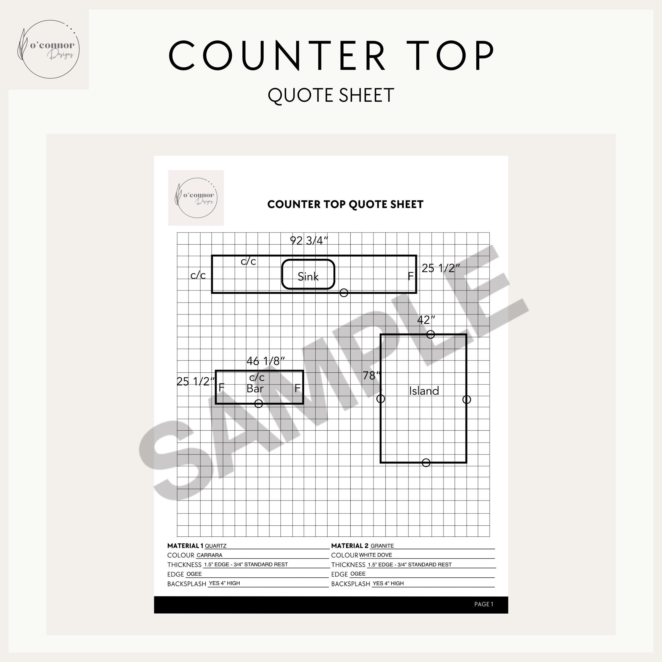 KITCHEN DESIGN Selection Sheet: Cabinet, Countertop, and Material ...