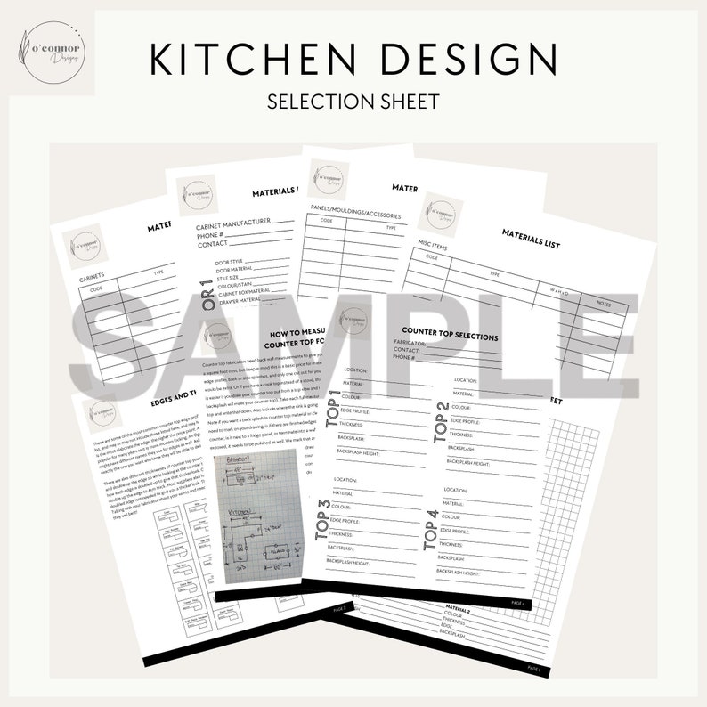 KITCHEN DESIGN Selection Sheet: Cabinet, Countertop, and Material ...