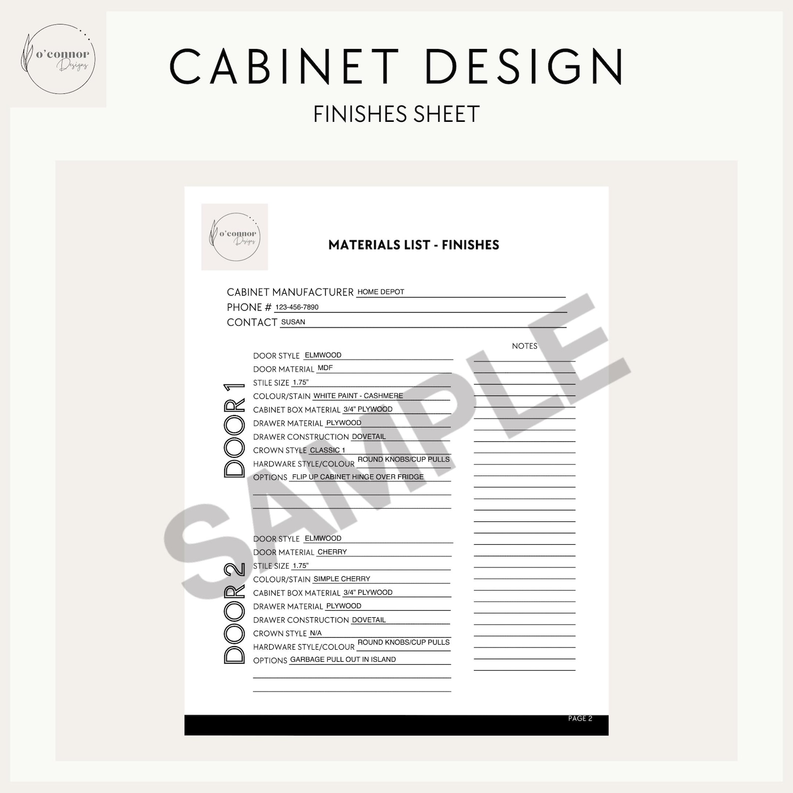 KITCHEN DESIGN Selection Sheet: Cabinet, Countertop, and Material ...