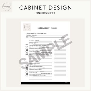 KITCHEN DESIGN Selection Sheet: Cabinet, Countertop, and Material ...