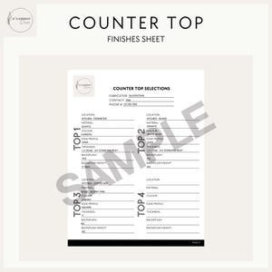 KITCHEN DESIGN Selection Sheet: Cabinet, Countertop, and Material ...