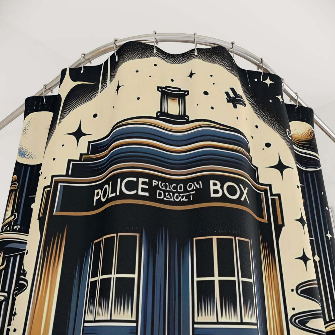 Dr Who Inspired Police Booth Shower Curtain | Gift for Dad, Son ...