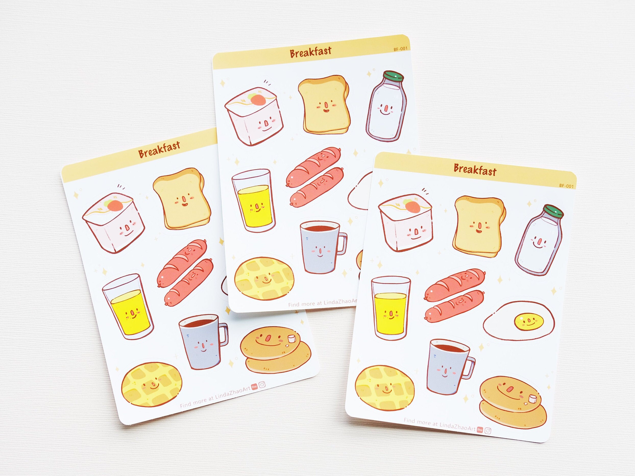 Cute Breakfast Sticker Sheet - Etsy