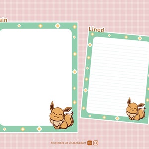 Eevee Letter and Note Set Printable Pokémon - Etsy