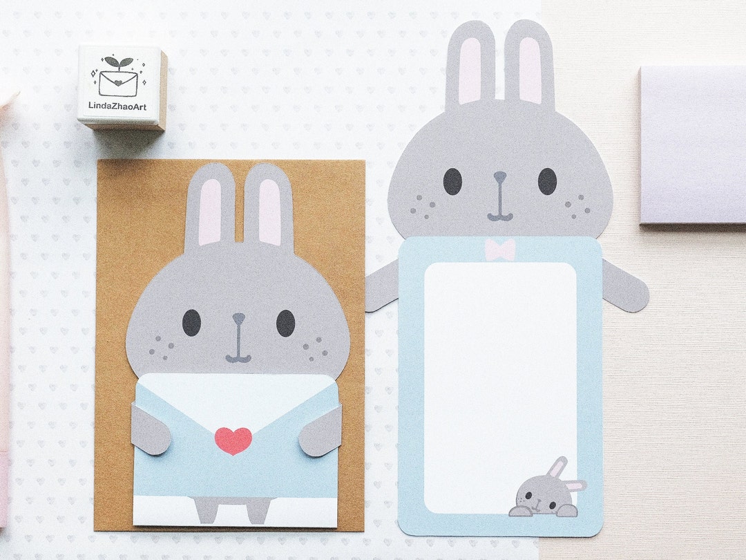 Grey Rabbit Card - Etsy