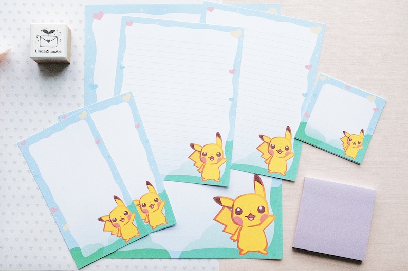 Pikachu Letter and Note Set Printable Pokémon - Etsy