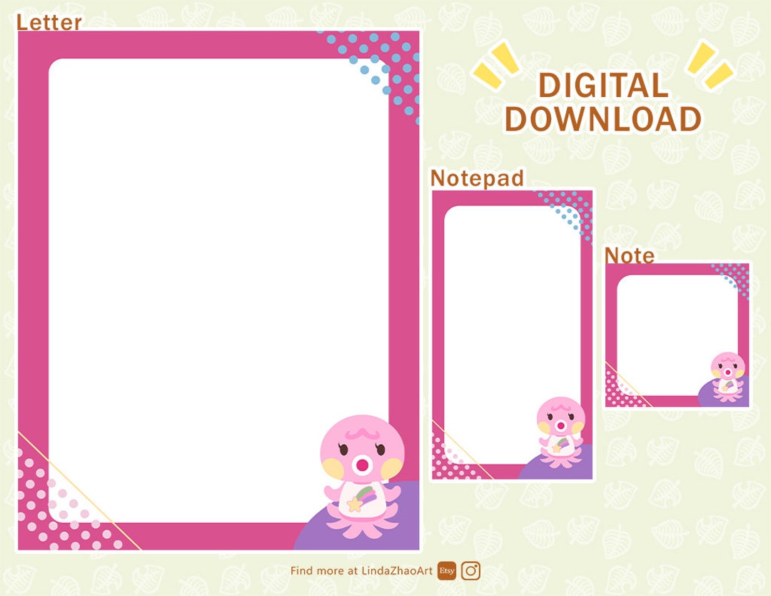 Marina Letter and Note Set Printable Animal Crossing - Etsy