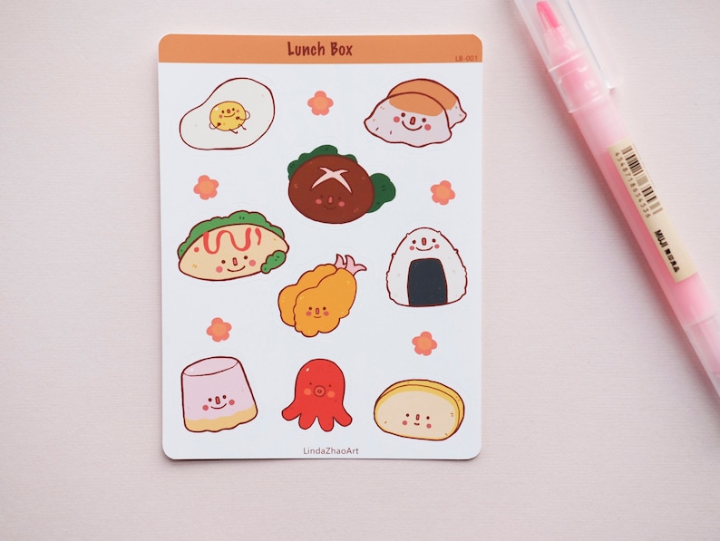 Cute Lunch Box Food Sticker Sheet - Etsy