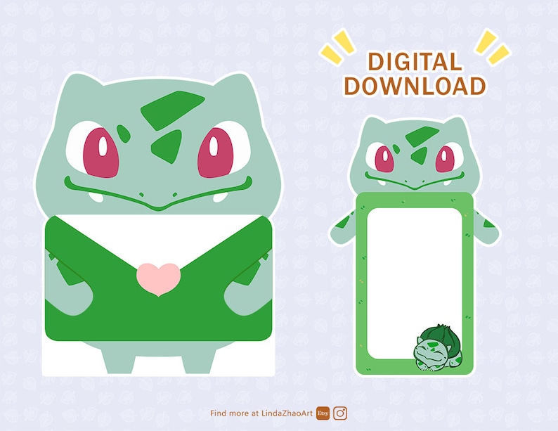 Carta de Bulbasaur para imprimir en Pokémon - Etsy México