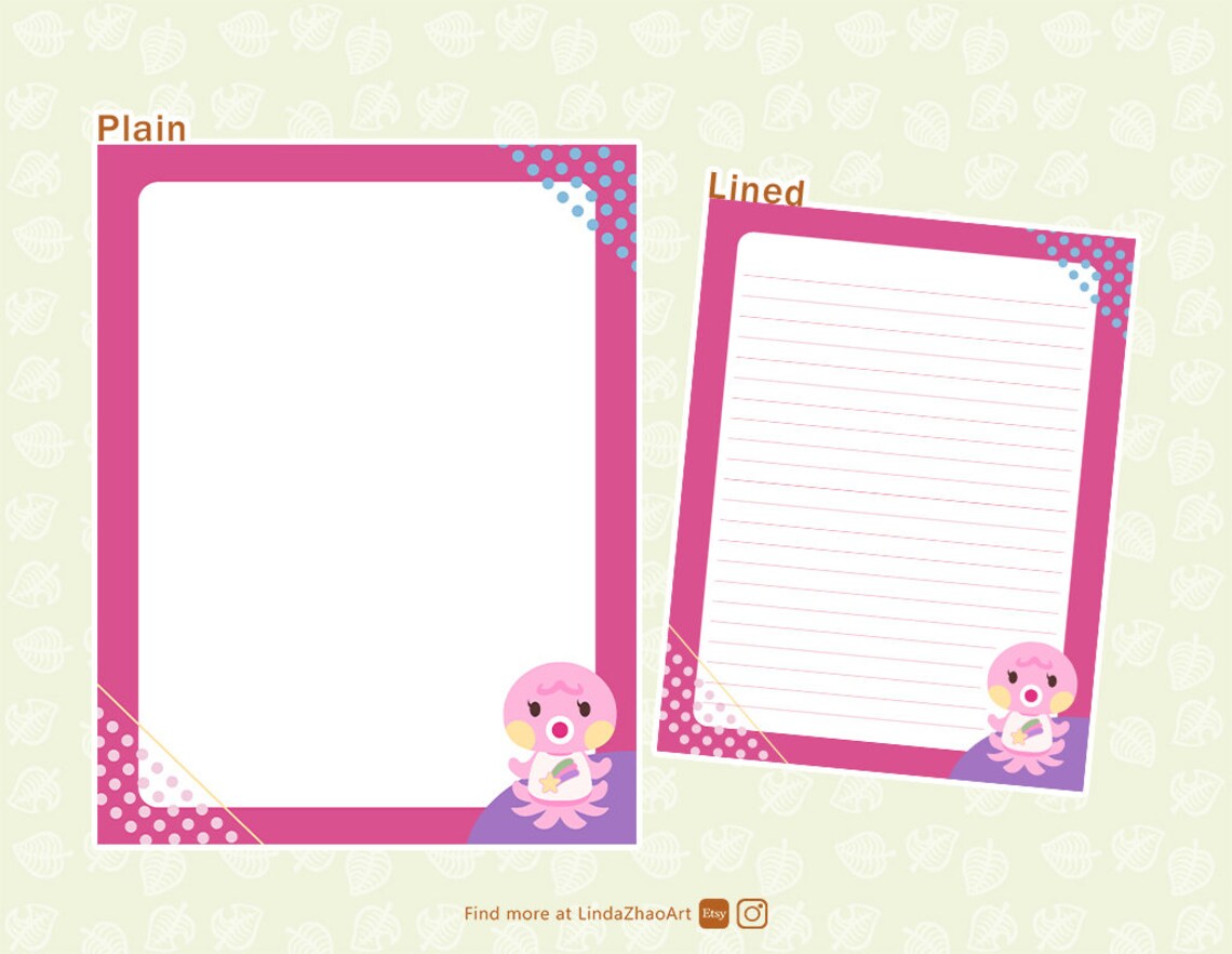 Marina Letter and Note Set Printable Animal Crossing - Etsy