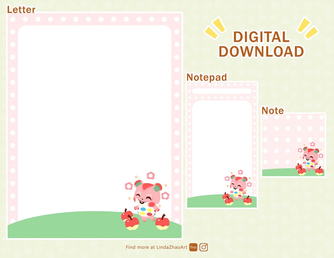 Animal Crossing Apple Letter and Note Set Printable - Etsy