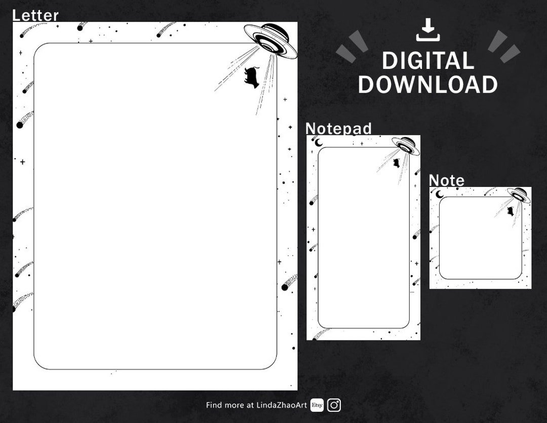 Black and White Letter and Note Set Printable- Kidnapped by UFO - Etsy