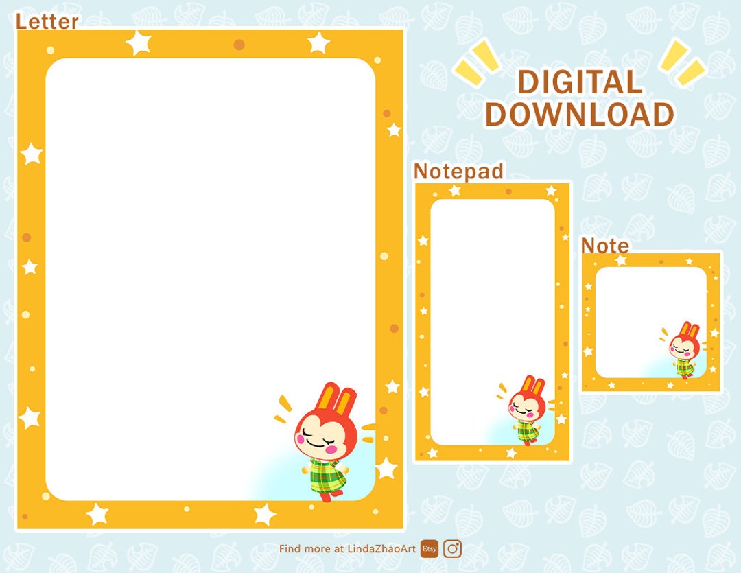 Bunnie Letter and Note Set Printable Animal Crossing - Etsy