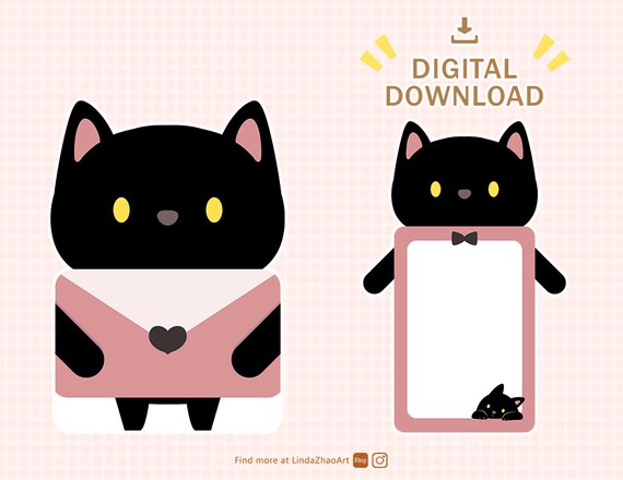 Black Cat Card Printable - Etsy