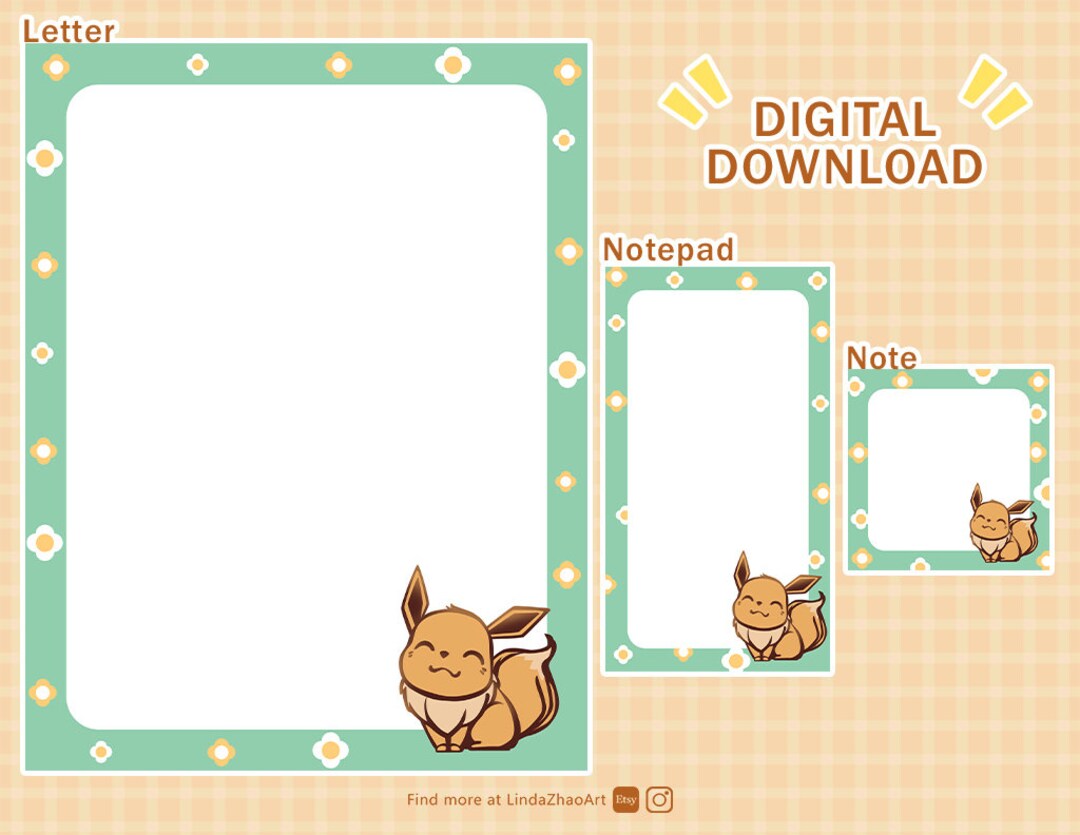 Eevee Letter and Note Set Printable Pokémon - Etsy
