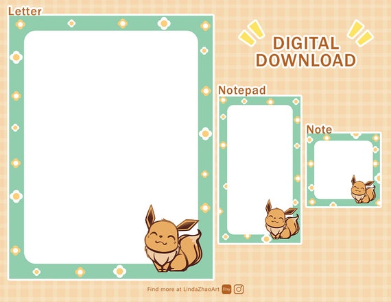 Eevee Letter and Note Set Printable Pokémon - Etsy UK