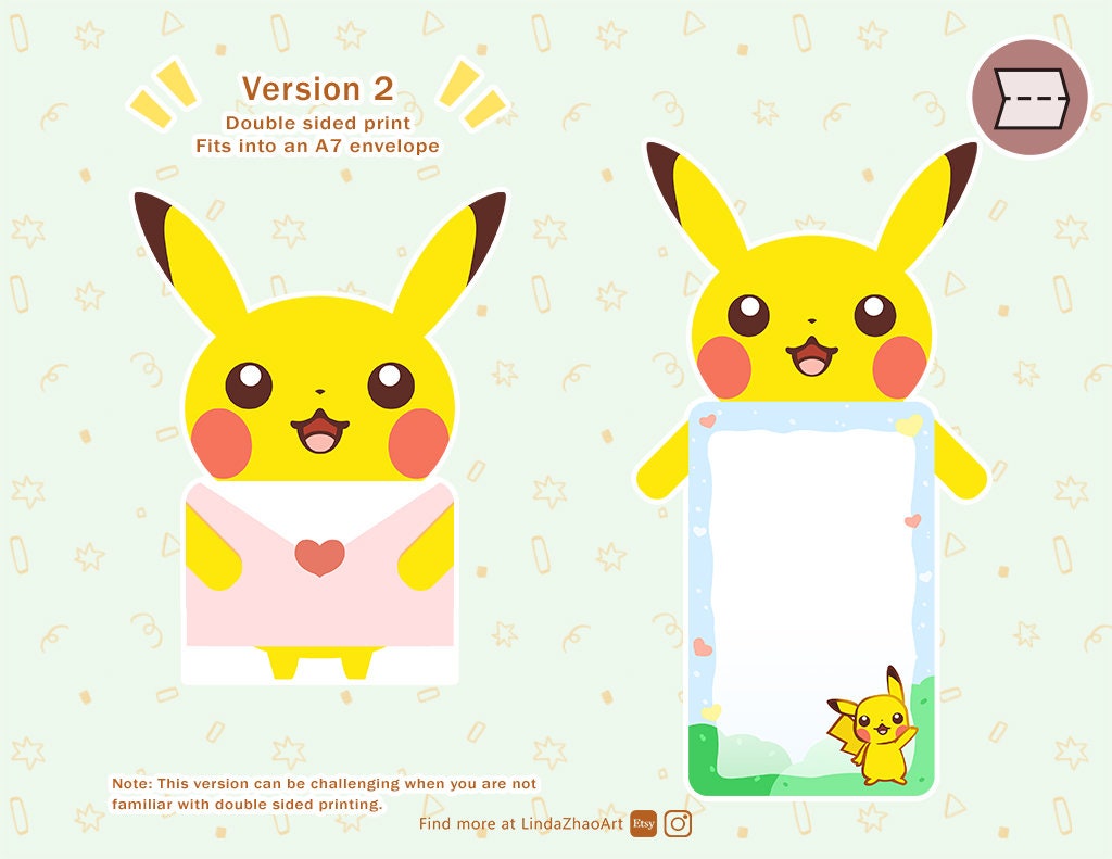 Pikachu Card Pokémon Printable - Etsy