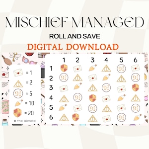 Printable Harry Potter Roll & Save Challenge | Printable Budget Game A6 ...