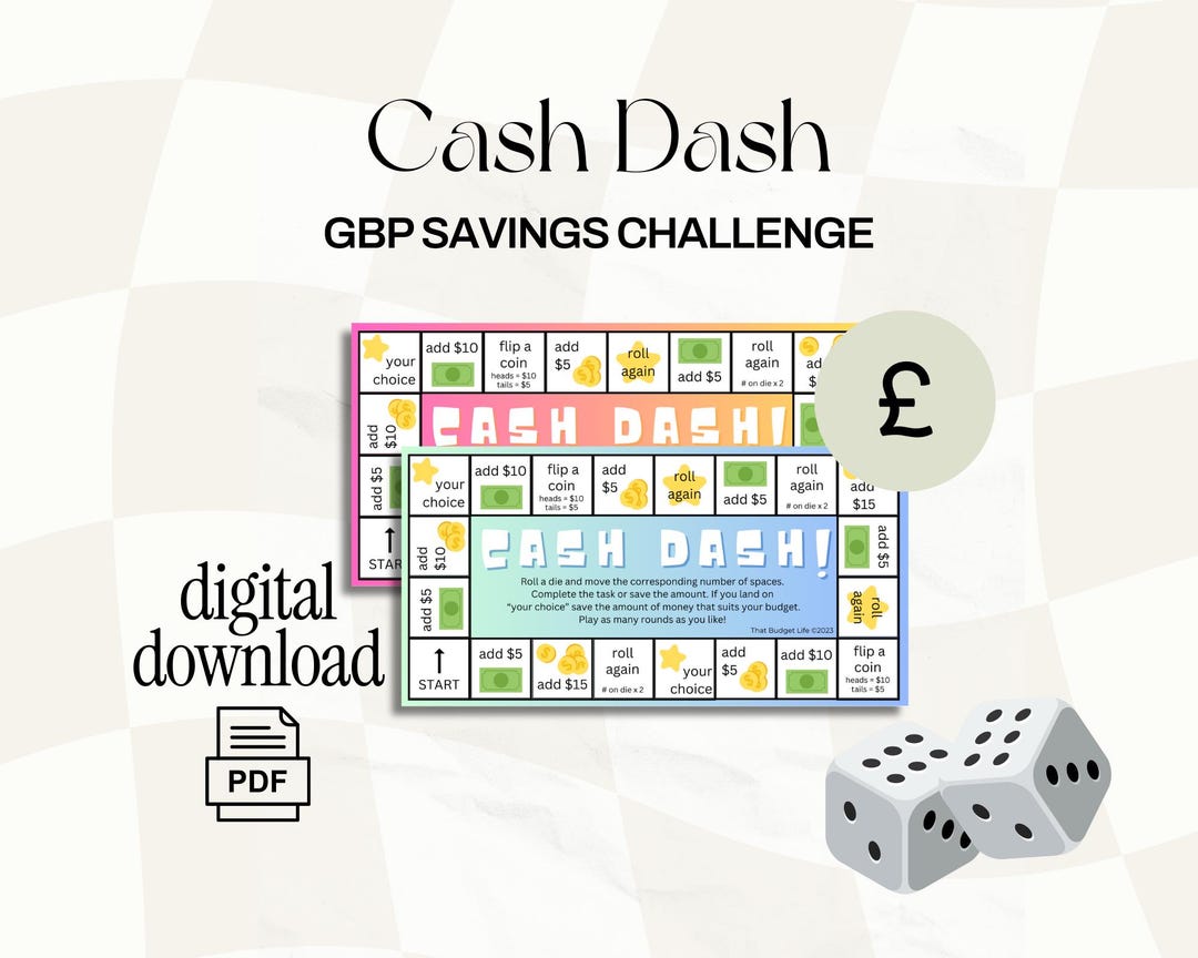 Cash Dash | British Pounds, Game Board Savings Challenge, Savings Game ...