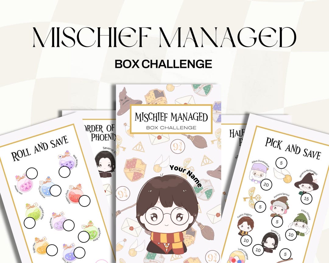 Mischief Managed Box Challenge Printable | Savings Game PDF Savings ...