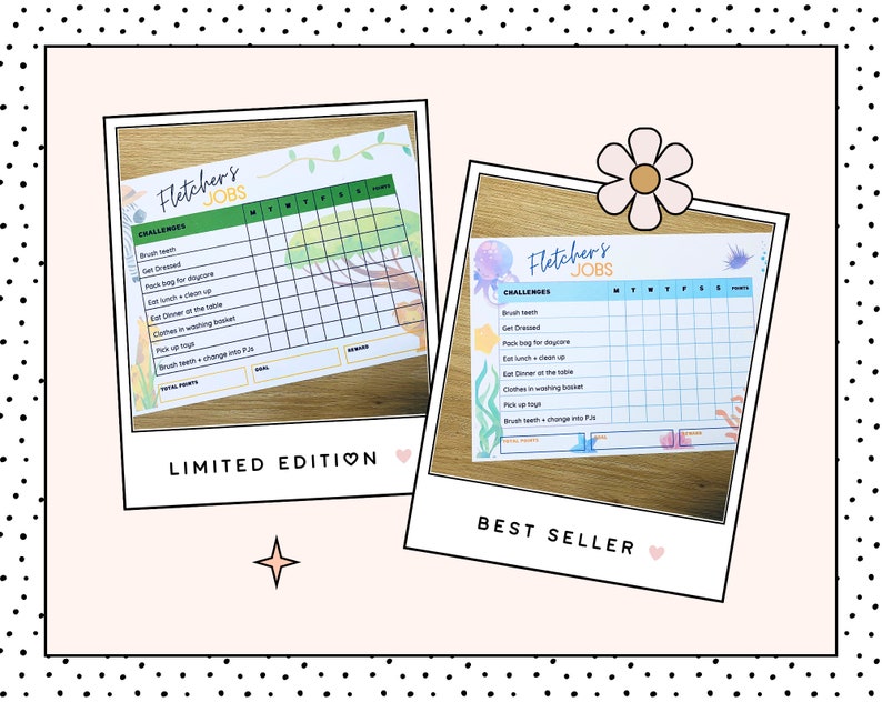 Daisy Rewards Chart for Kids Printable Jobs Chart - Etsy