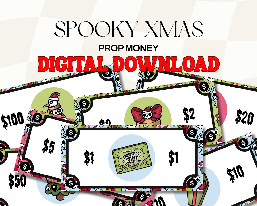 Prop Money | Spooky Xmas Savings Challenge A6 Printable Play Money ...